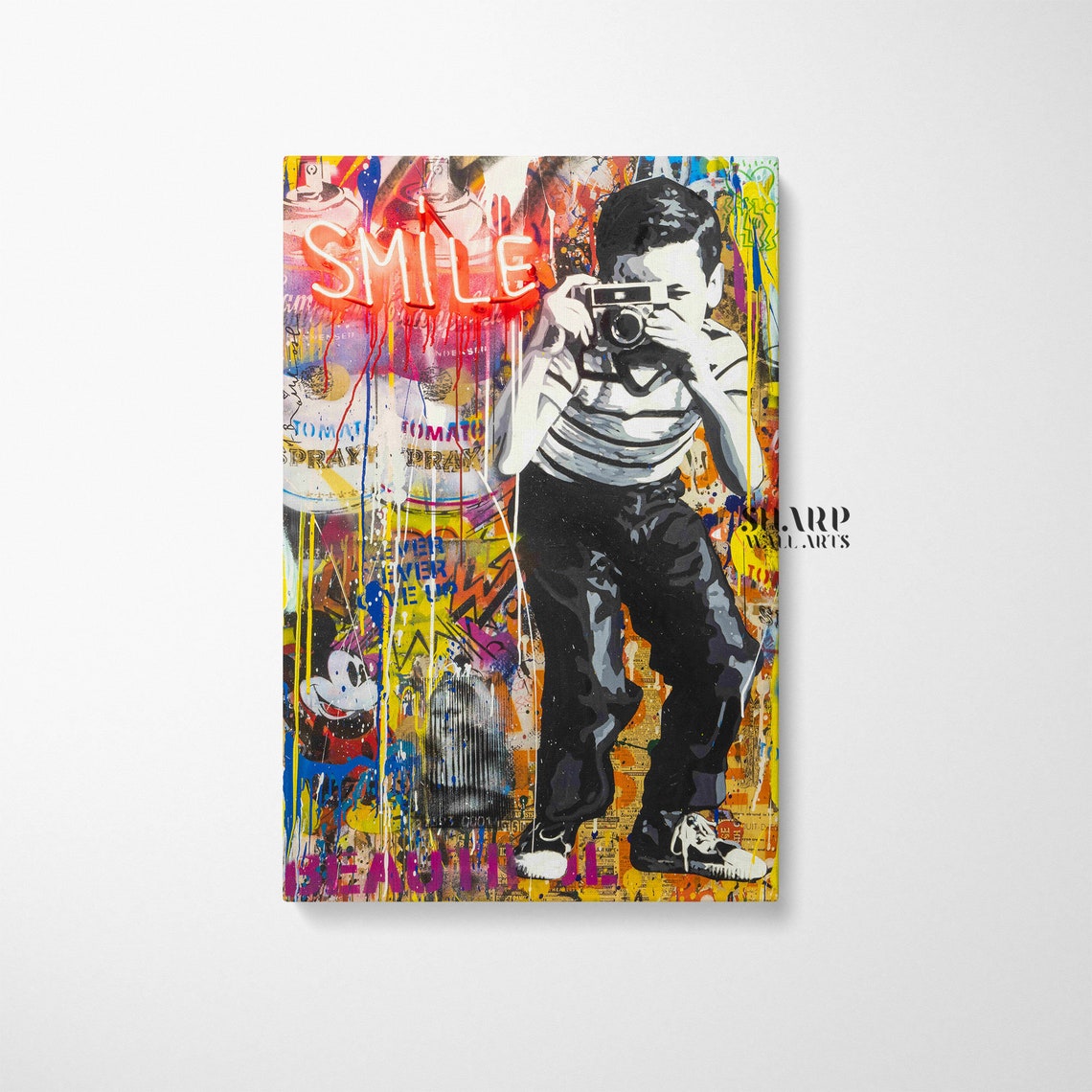 BANKSY WALL ART Banksy Canvas Banksy Camera Boy Banksy Smile - Etsy