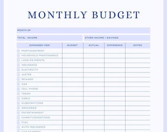 Monthly Budget DIGITAL Download - Printable - Pastel Colors - Etsy