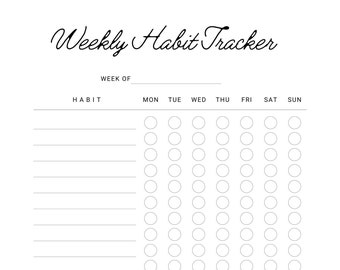 Weekly Habit Tracker, Digital Download, Pdf, Printable Template ...