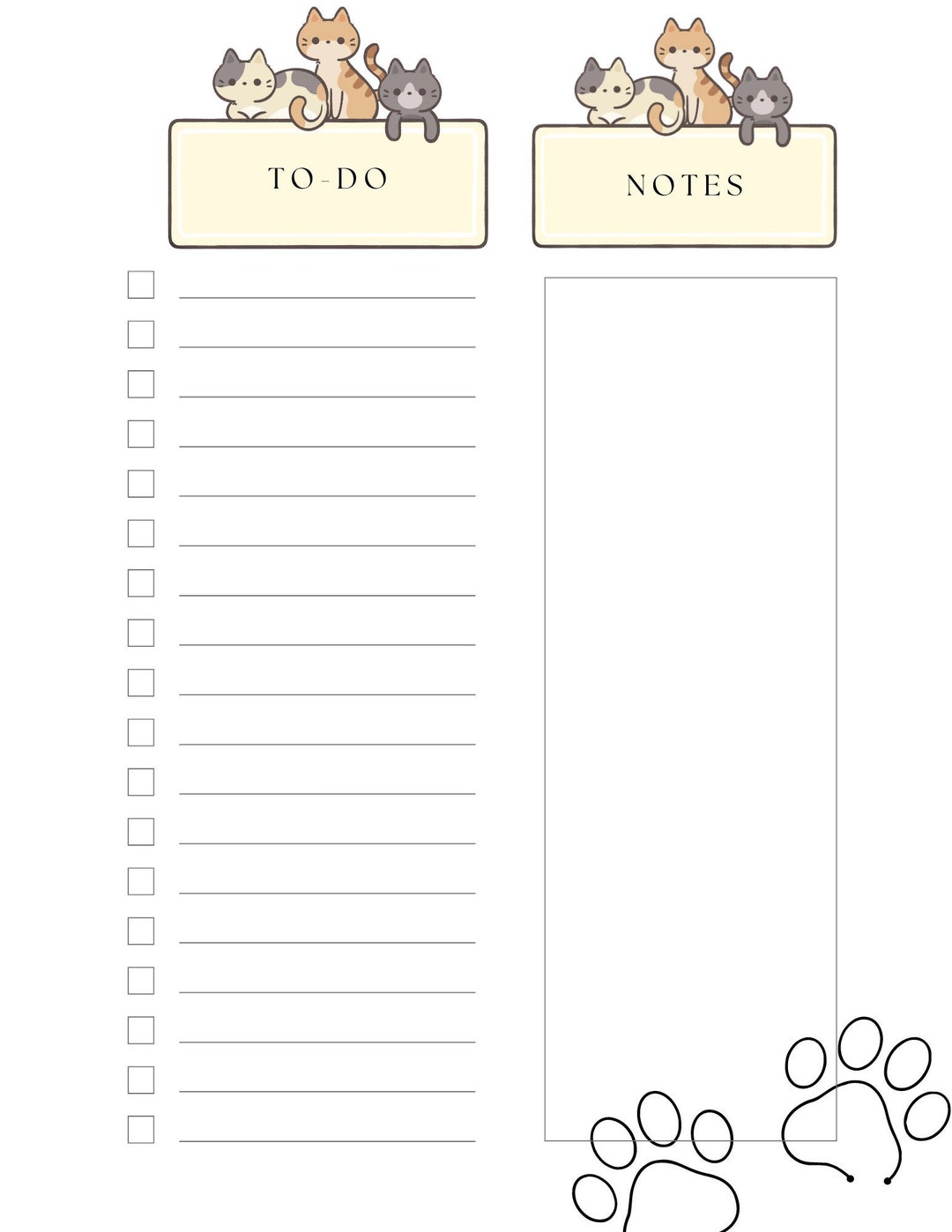 Cat Themed To-do List- Digital Download- Printable - Etsy