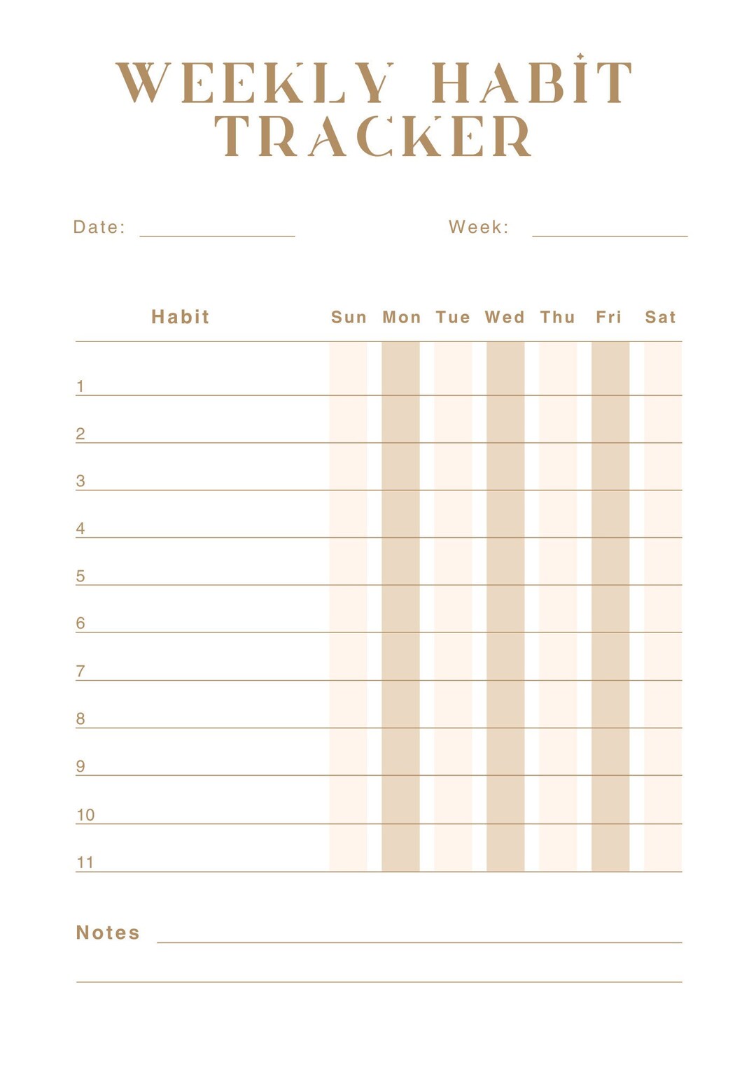 Weekly Habit Tracker- Digital Download - Printable- Set of 4 - Etsy