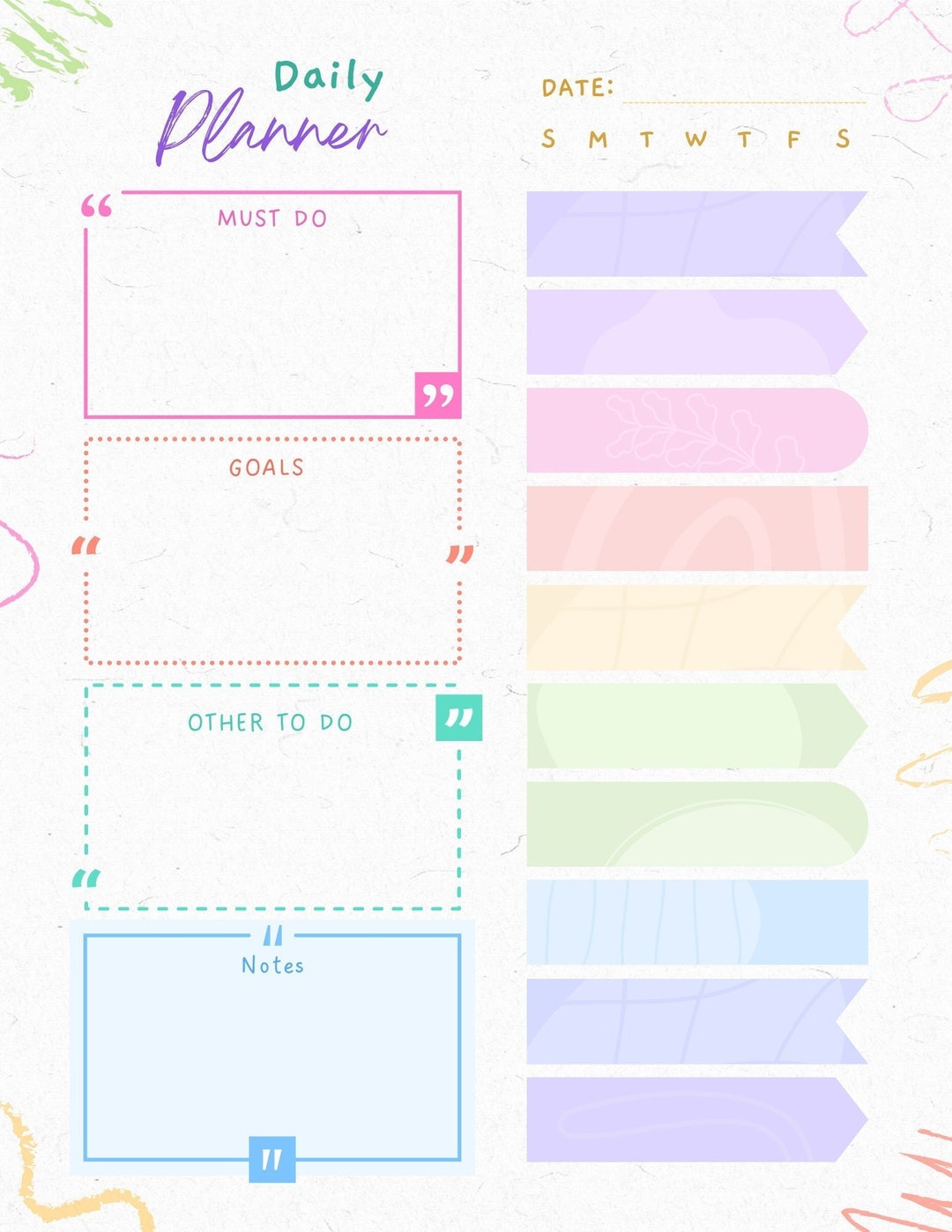 Colorful Weekly Planner- Digital Download- Printable- Rainbow - Etsy