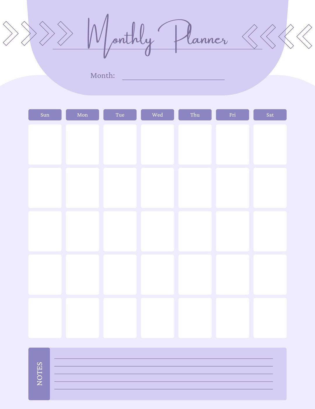Monthly Planner Digital Download- Printable- Violet - Etsy