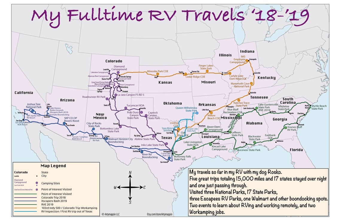 Rving Travel Map | Summer Vacation Map | Road Trip Map | Campgrounds ...