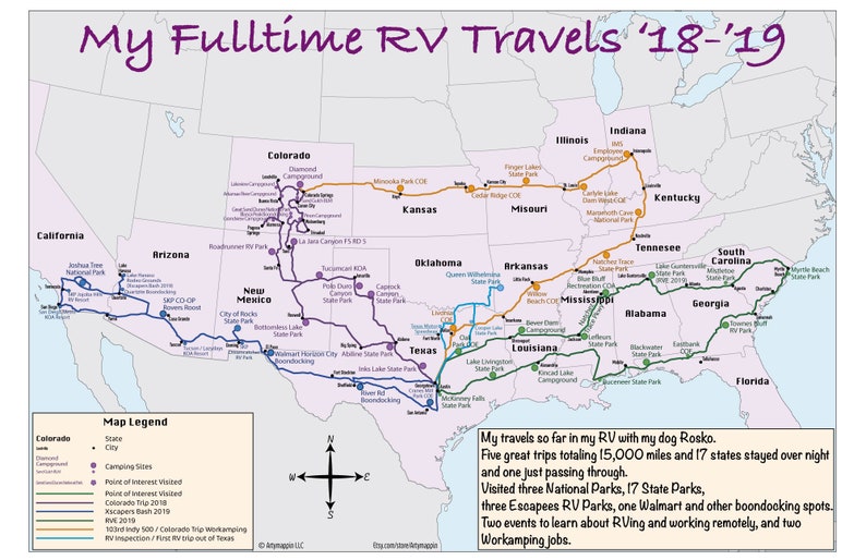 Rving Travel Map | Summer Vacation Map | Road Trip Map | Campgrounds ...