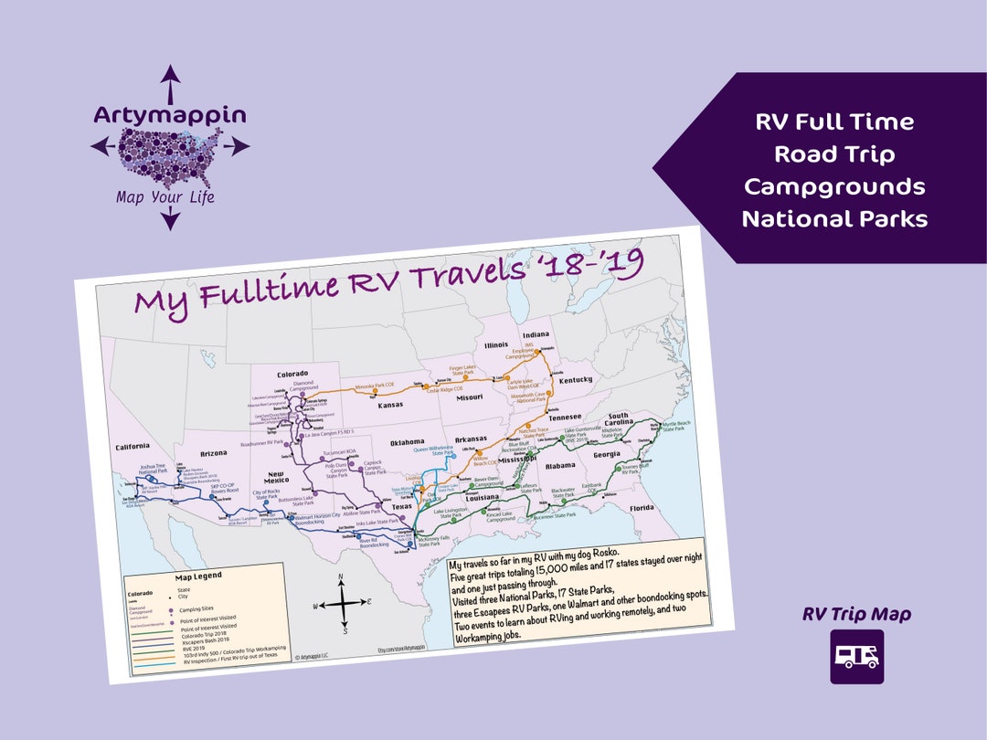 Rving Travel Map | Summer Vacation Map | Road Trip Map | Campgrounds ...
