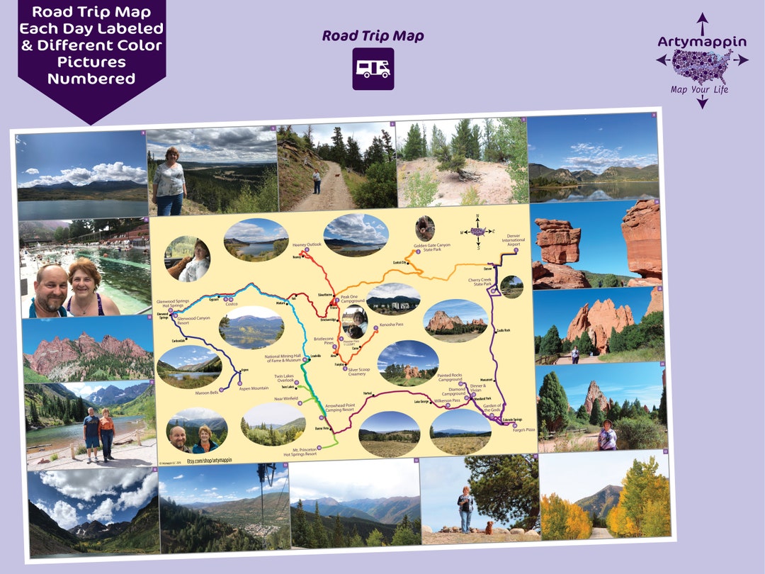 Road Trip Map | Travel Map | Family Vacation Map | RV Trip Map - Etsy