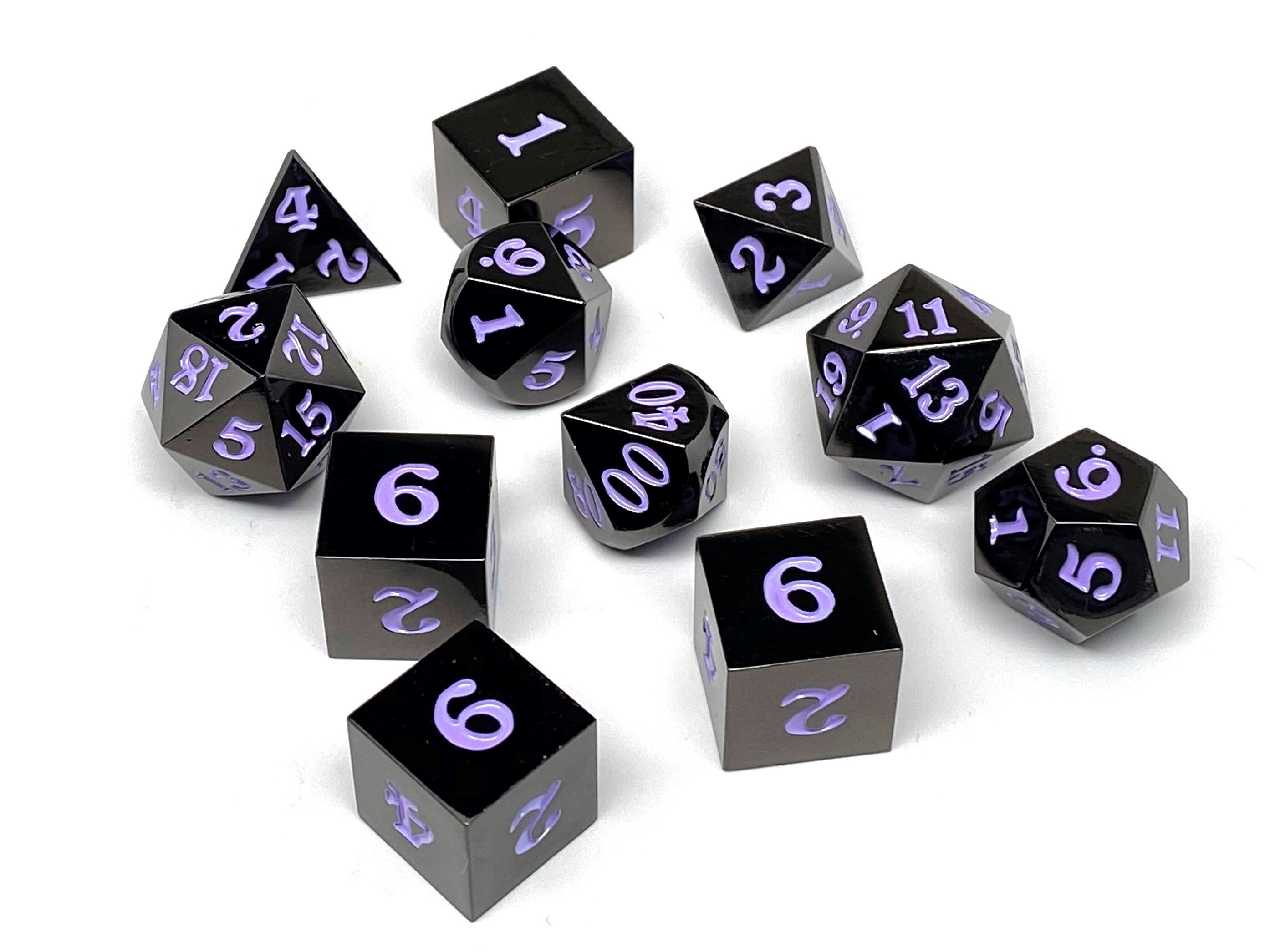 Gun Metal 11 Piece Dice Set Signature Font Serpent Blood Role Playing ...