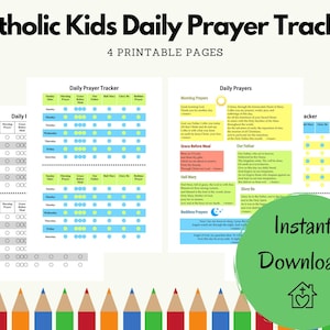 Catholic Kids Daily Prayer Tracker 8.5 X 11 Printable | Etsy