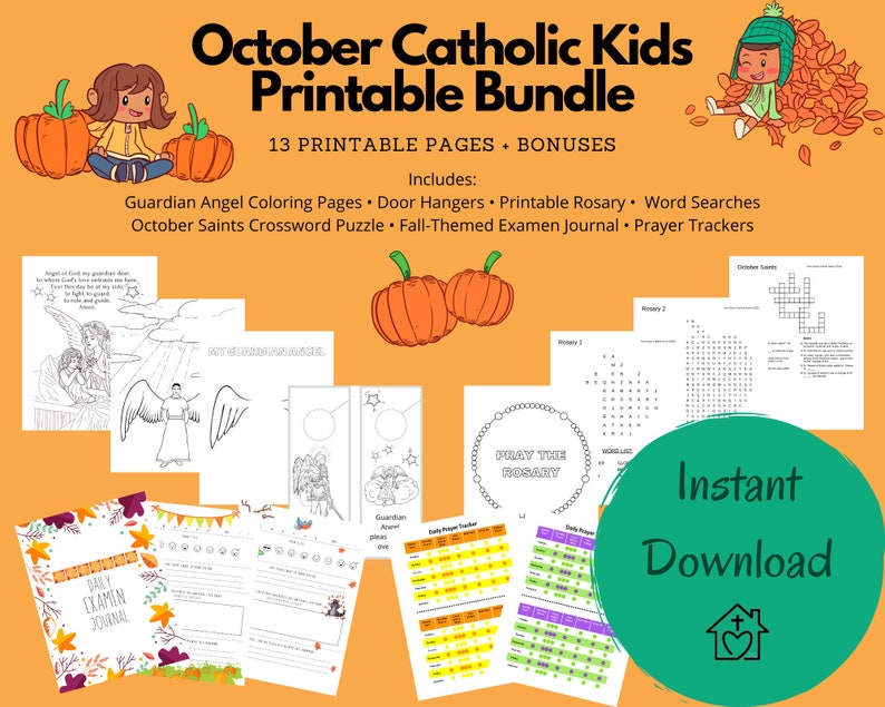October Catholic Kids Printable Bundle | Coloring Pages for Kids ...