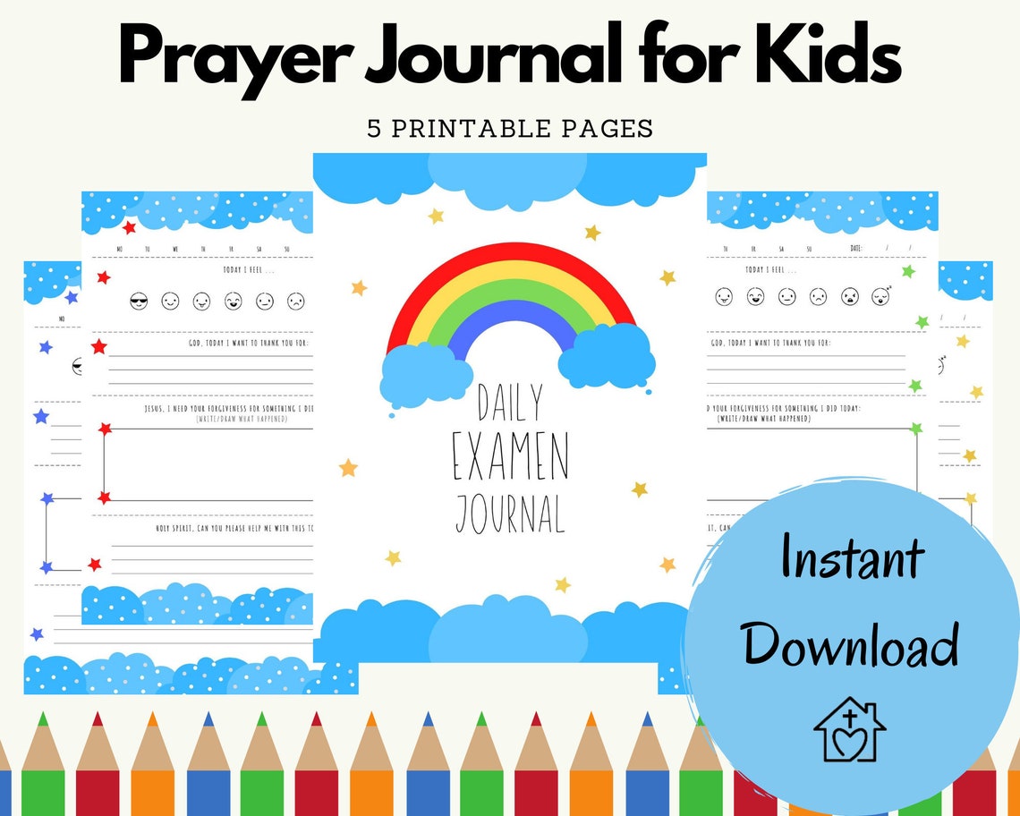 Catholic Kids Gratitude Journal Rainbow Daily Examen Journal | Etsy
