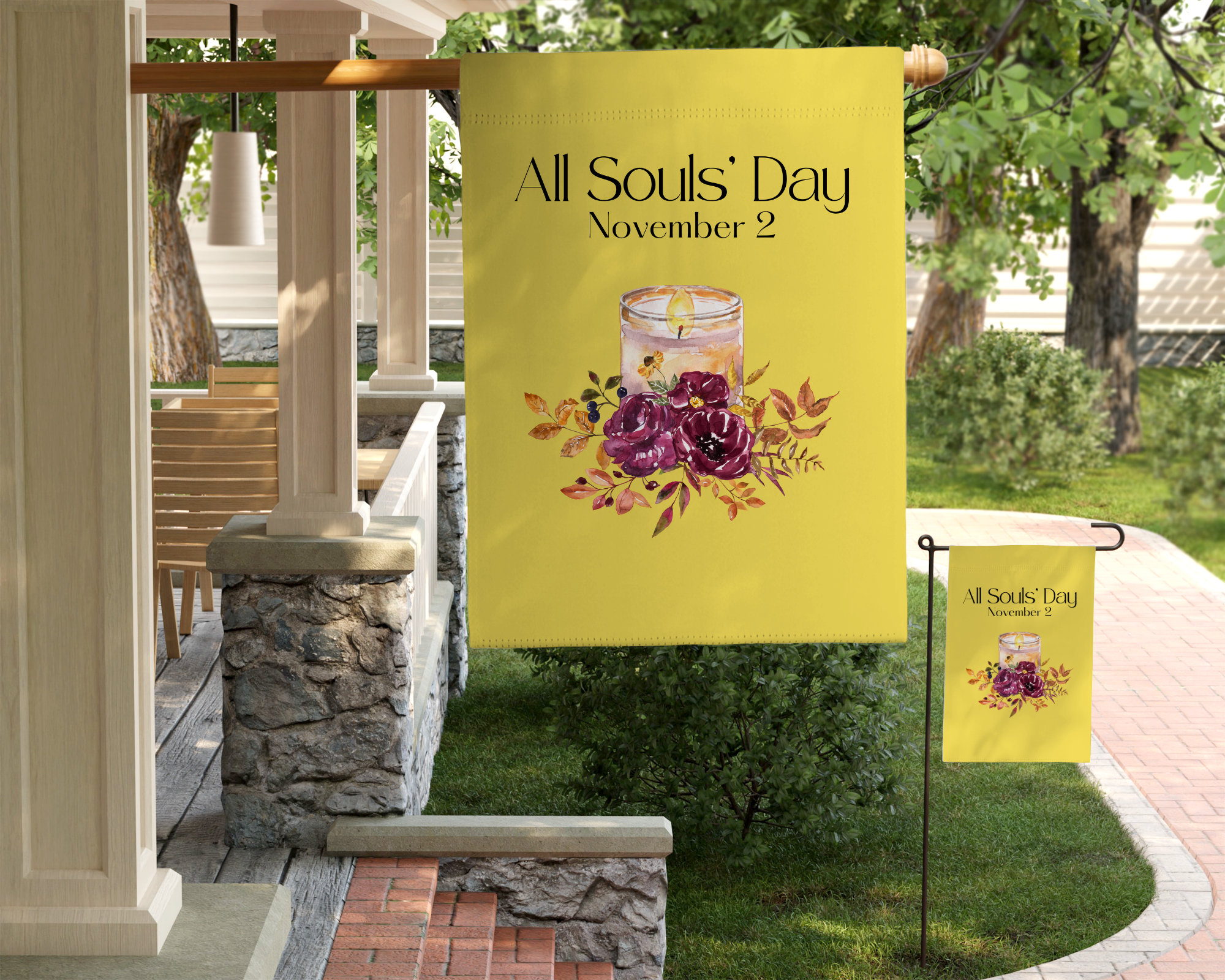 All Hallows Eve, All Saints Day, All Souls Day Halloween Garden Flag ...