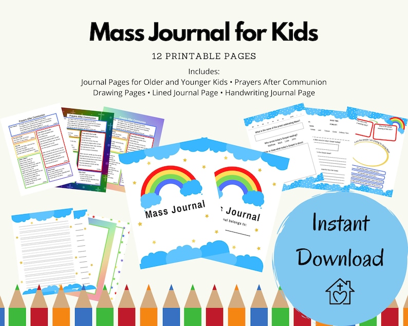 Catholic Kids Mass Journal Rainbow Kids Journal Prayer Journal ...