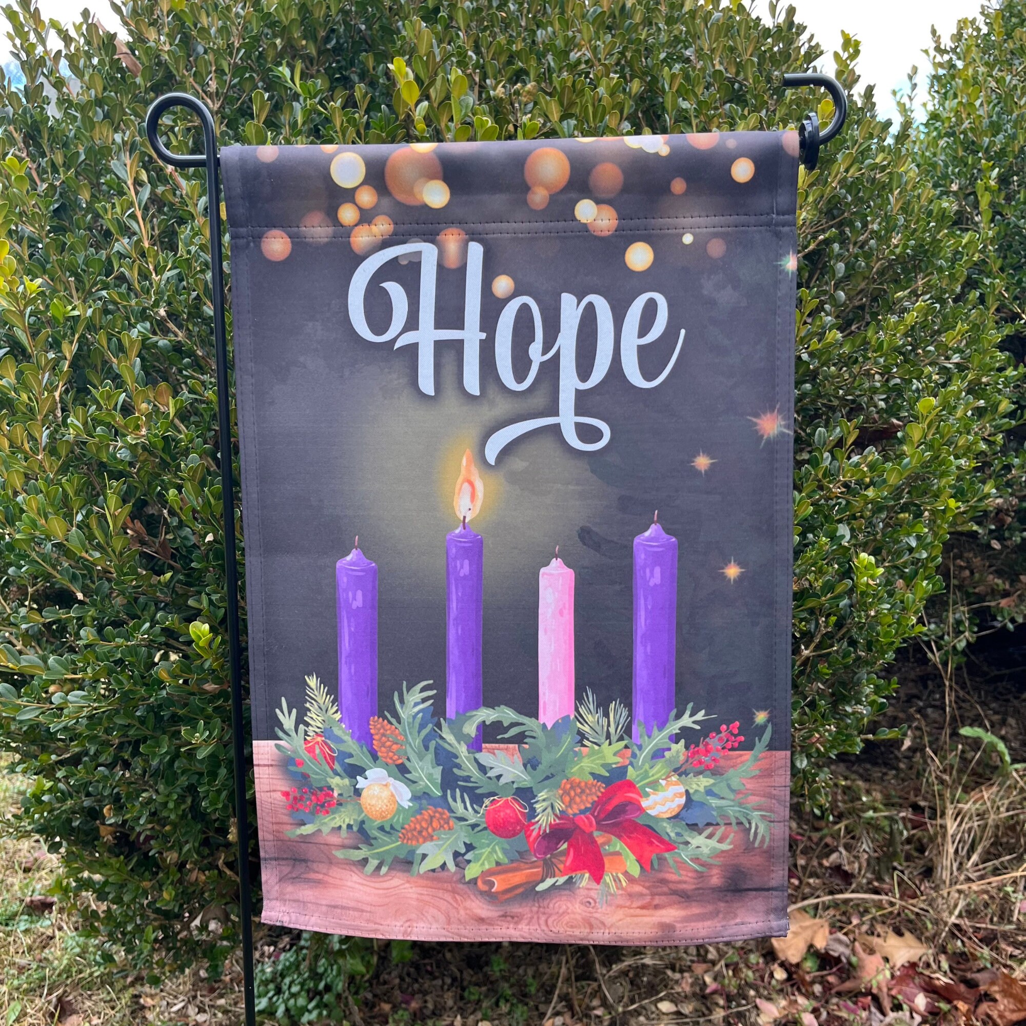 Advent Wreath With Advent Candles Christmas Garden Flag and Christmas ...