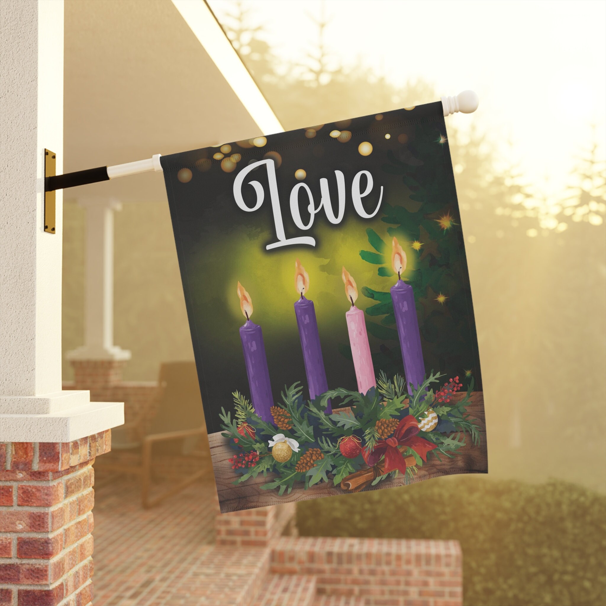 Advent Wreath With Advent Candles Christmas Banner House Flags ...