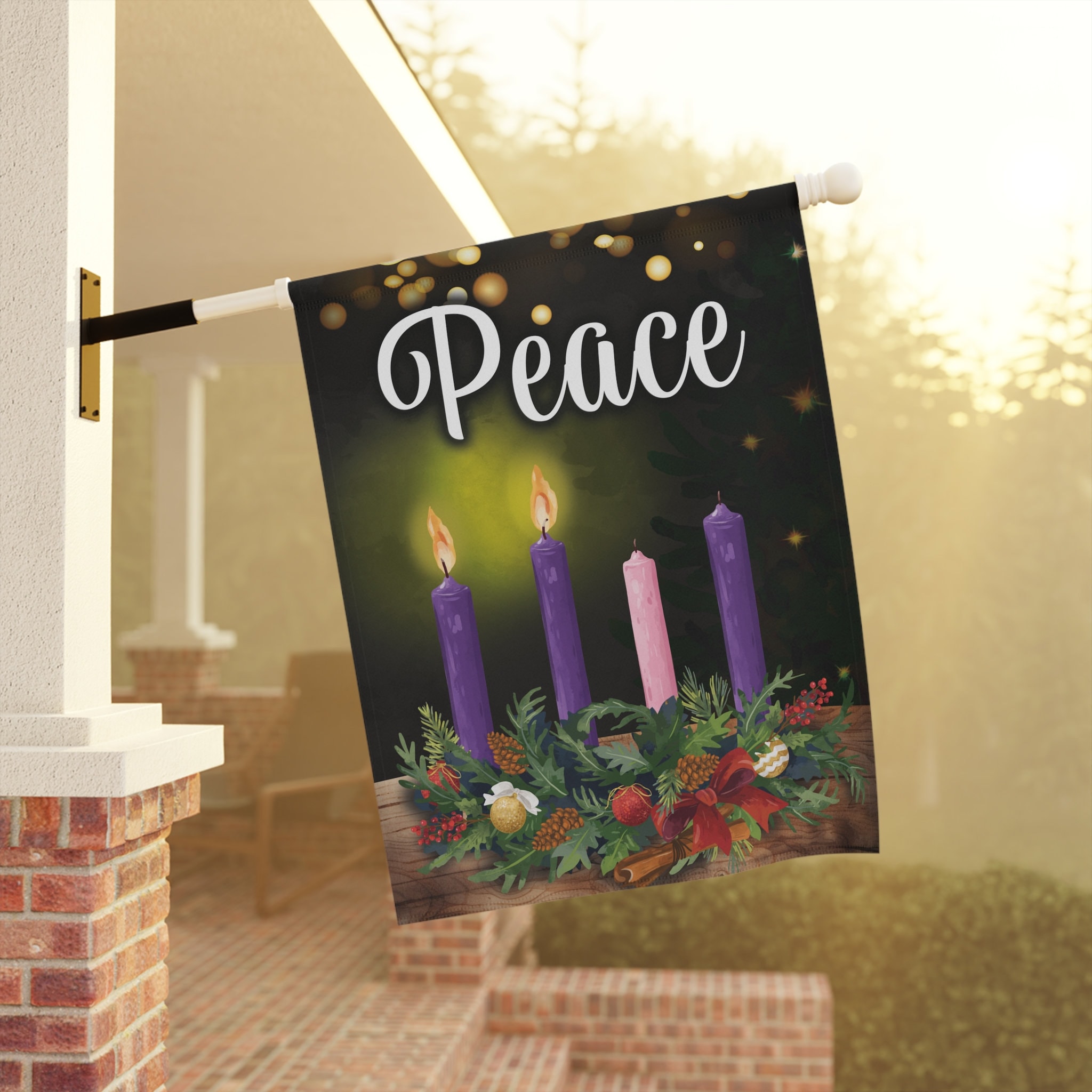 Advent Wreath With Advent Candles Christmas Banner House Flags ...