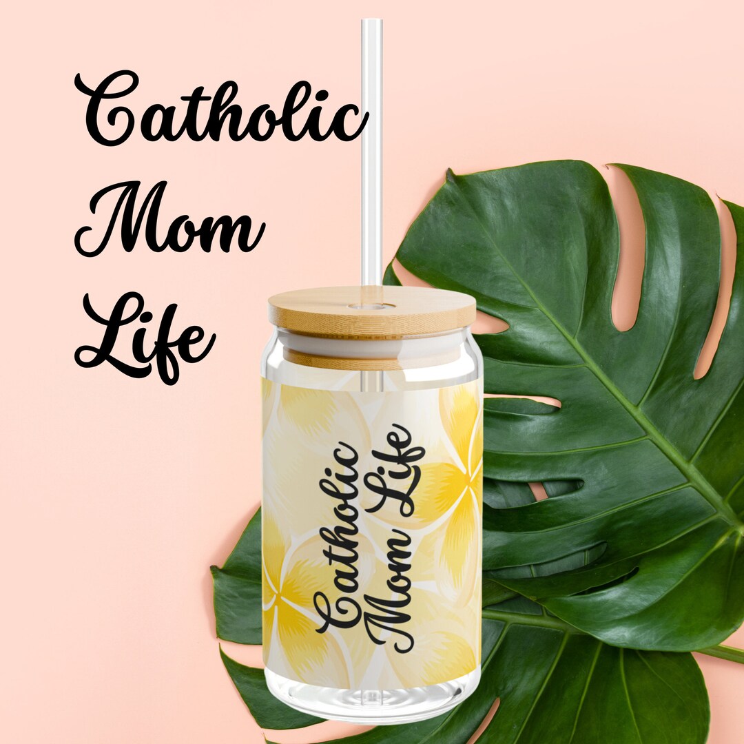 Catholic Iced Coffee Cup Glass, Boba Tumbler Cup, Catholic Coffee Mug ...