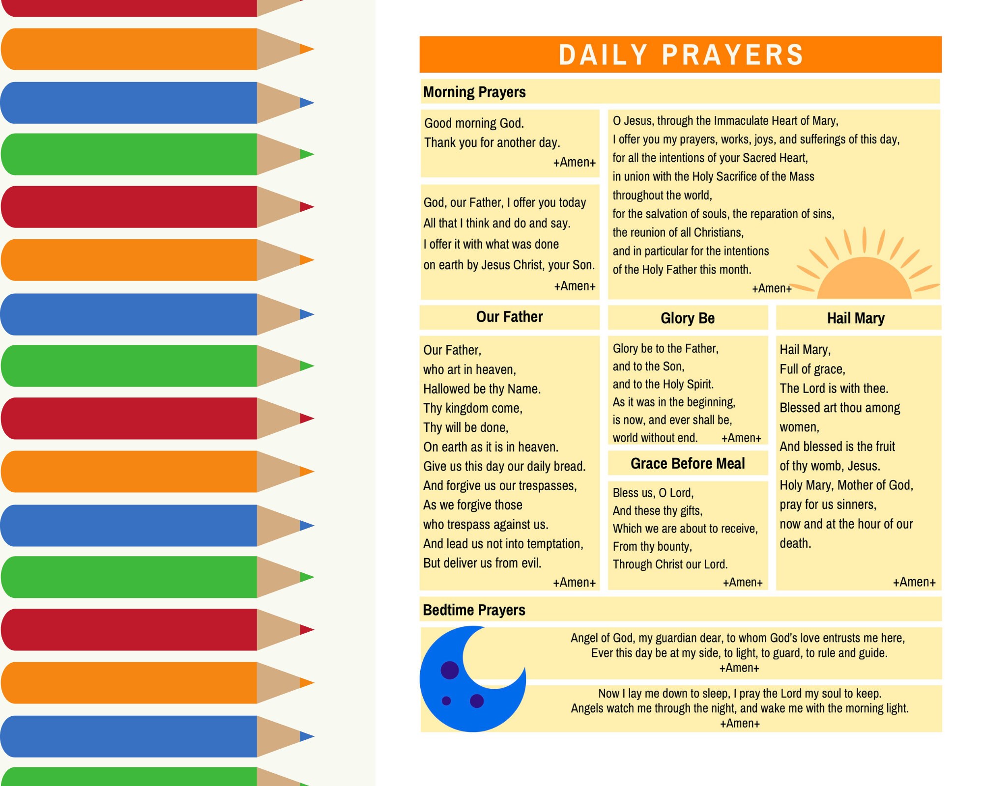 Catholic Kids Daily Prayer Tracker | | Rainbow Kids Journal | Prayer Journal Printable Pages for ...