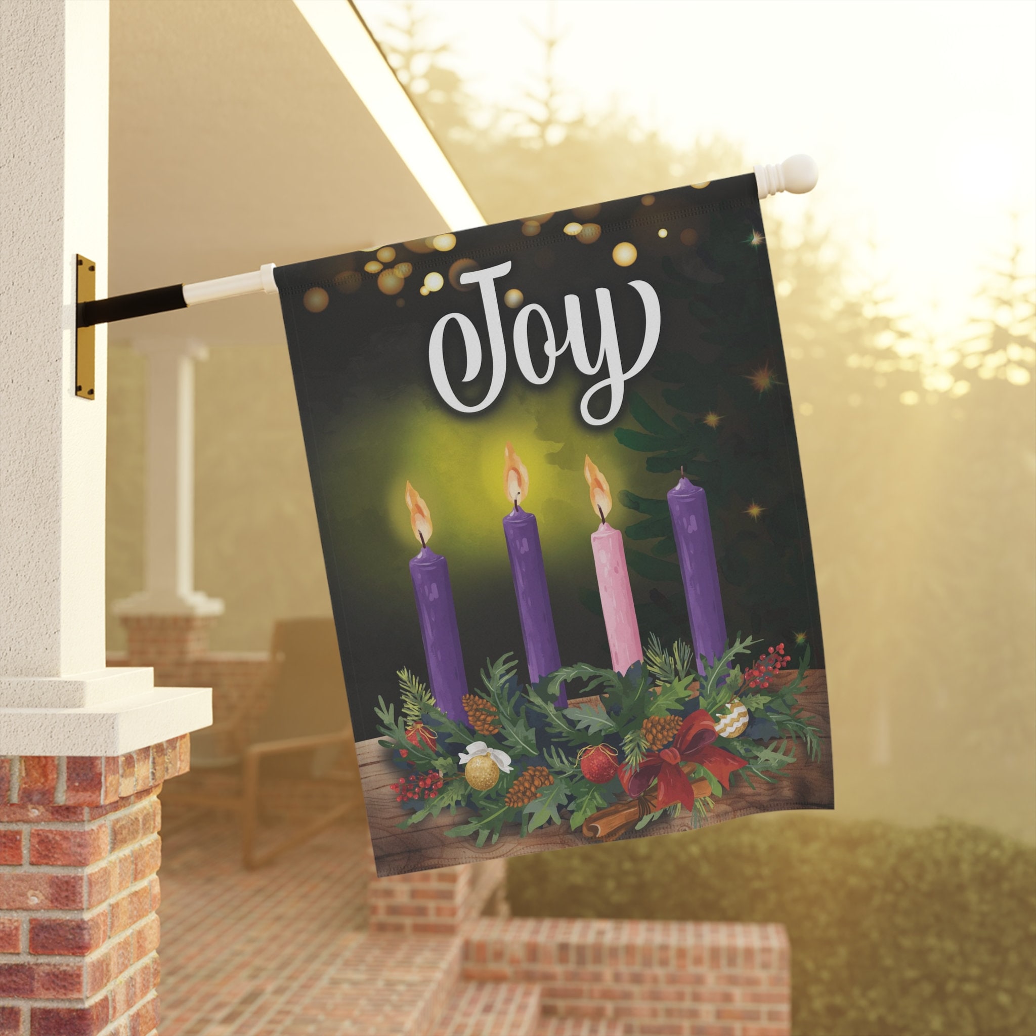 Advent Wreath With Advent Candles Christmas Banner House Flags ...