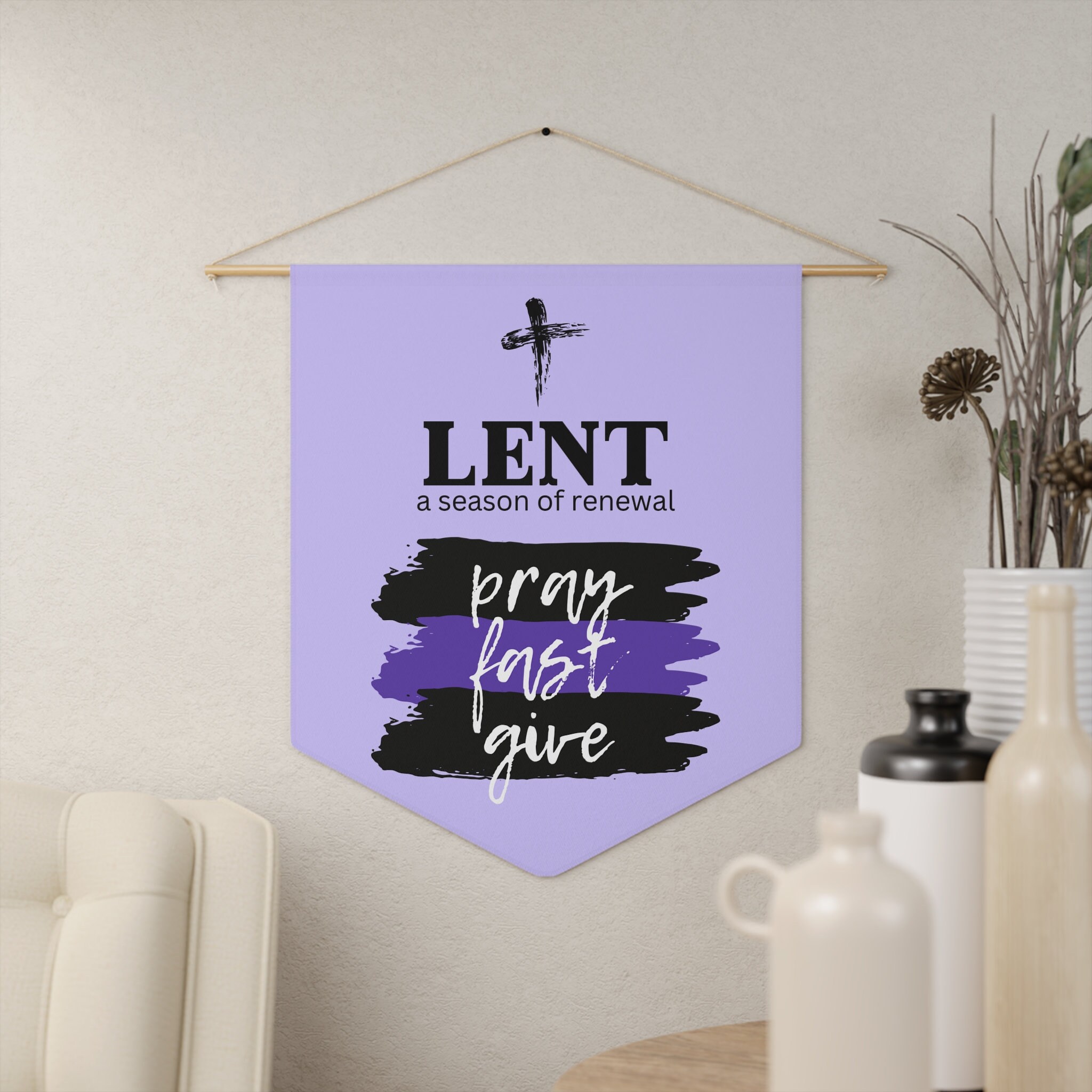 Lent Pray Fast Give Catholic Christian Front Door Hanging Decor ...