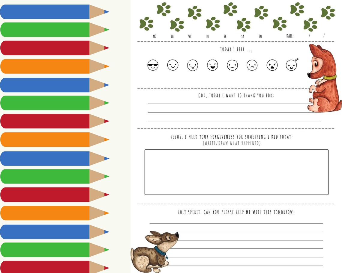 Catholic Kids Gratitude Journal Dog Lover Daily Examen Journal Digital ...
