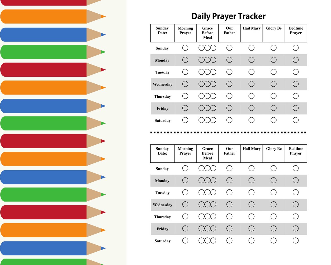 Catholic Kids Daily Prayer Tracker 8.5 X 11 Printable - Etsy