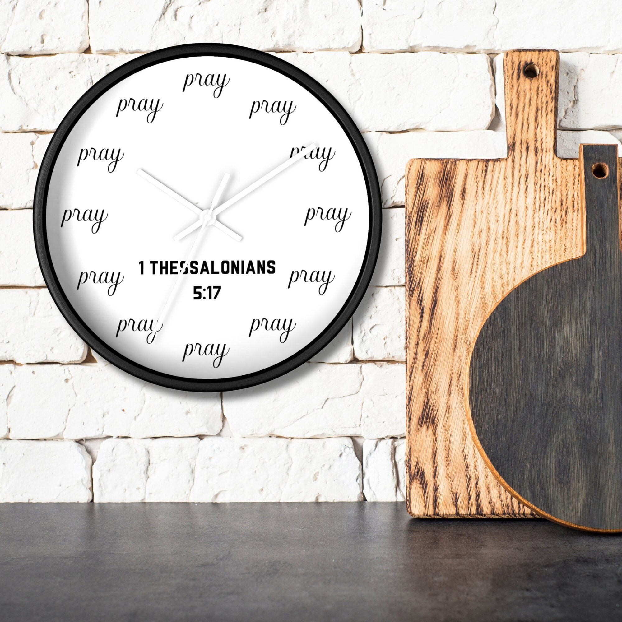 Pray Without Ceasing Wall Wood Clock | 1 Thessalonians 5:17 Bible Verse ...