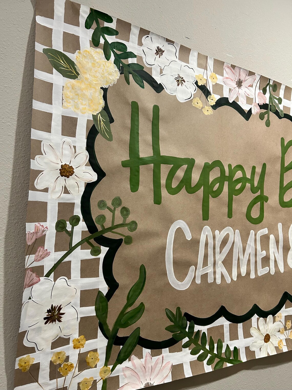 Floral Birthday Party Banner, Birthday Party Banner, Butcher Paper Sign ...