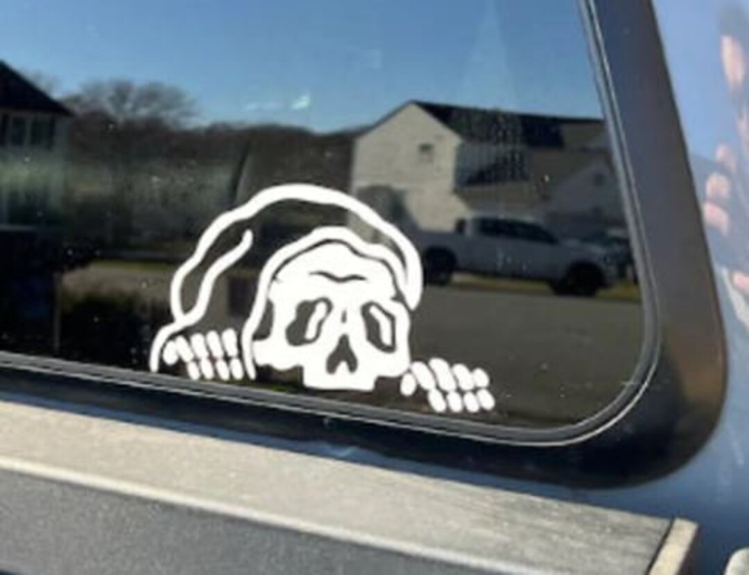 Halloween - Grim Reaper Lurking - Spooky Stickers - Skeleton Peeker - Etsy
