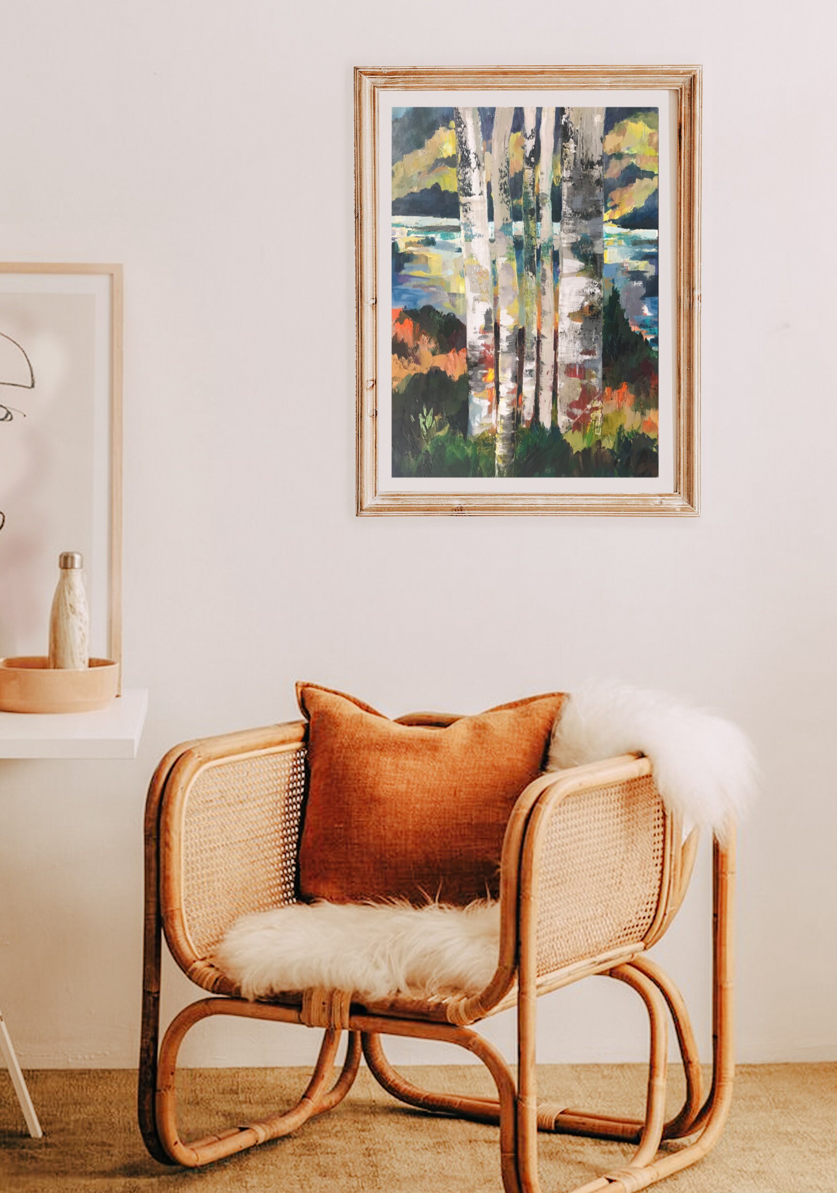 Half Moon Archival Fine Art Gicleé Print. Landscape Painting of Aspen ...