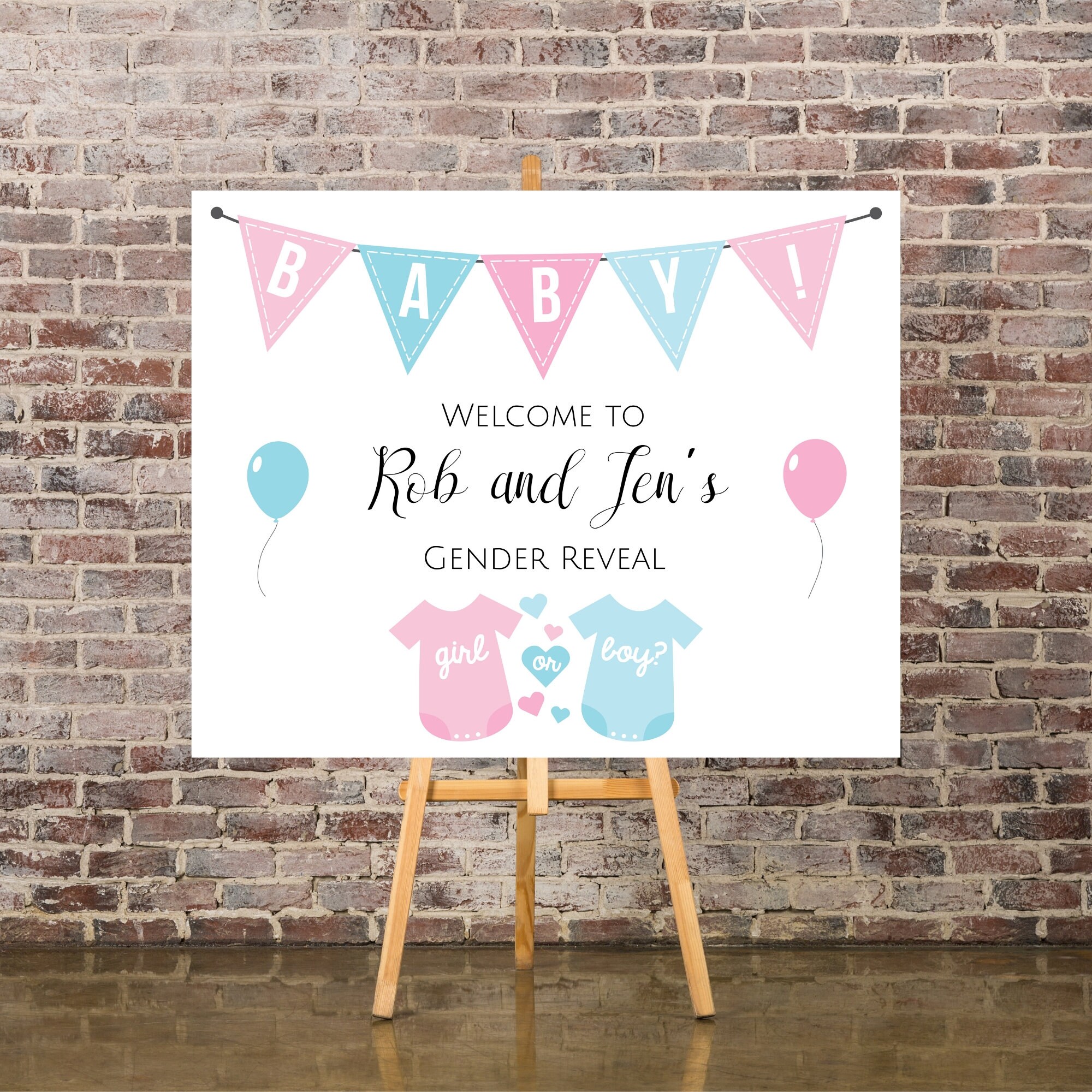Gender Reveal Sign Gender Reveal Poster Gender Reveal Etsy