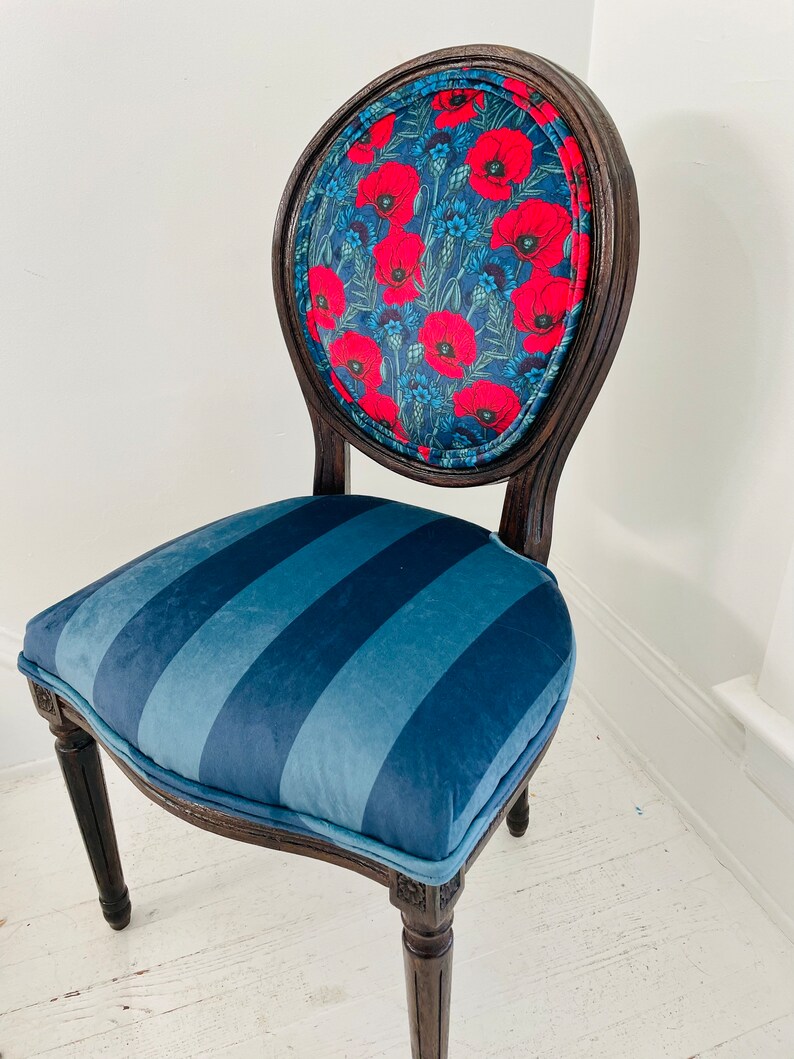 Floral & Stripe Dining Chair Set - Etsy