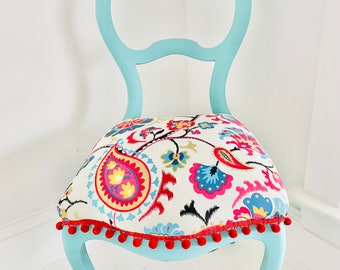 Upcycled, Upholstered Antique Victorian Chair, Bohemian Style, Purple ...