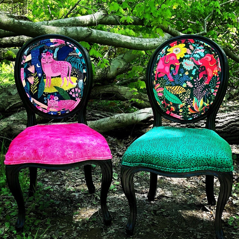 Funky Hot Pink Leopard Dining Chair | Etsy