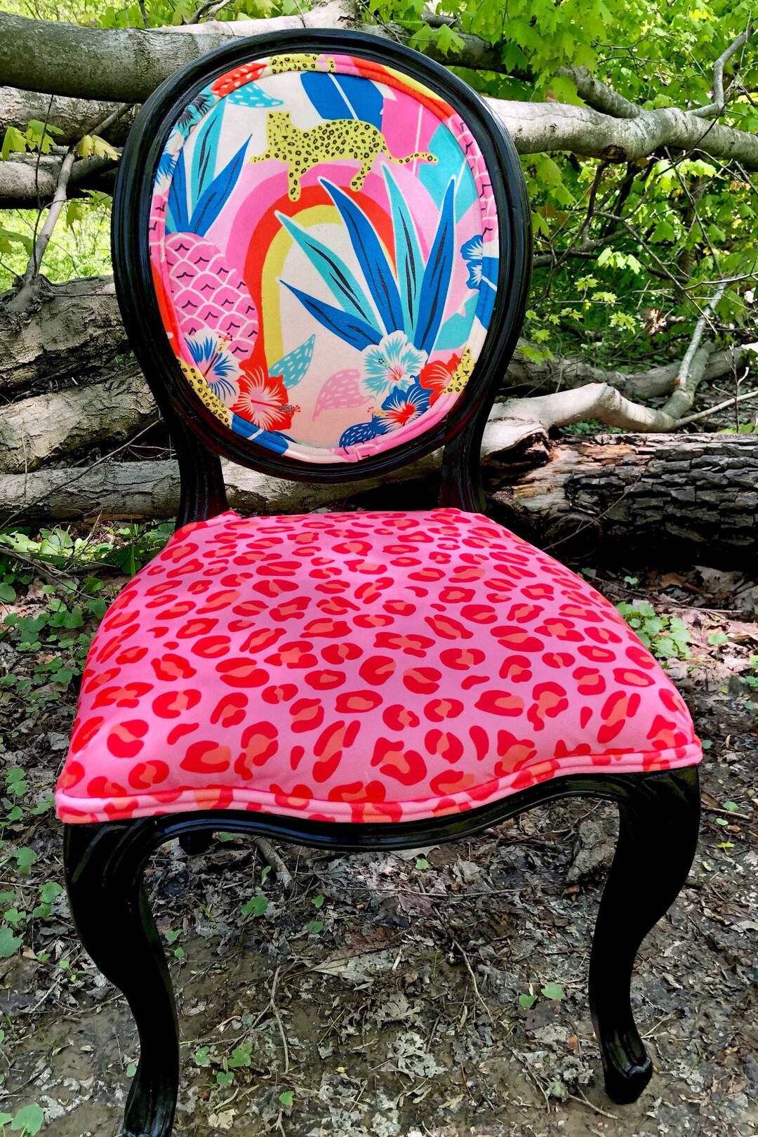 Rainbow Leopard Dining Chair - Etsy