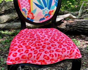 Funky Hot Pink Leopard Dining Chair | Etsy