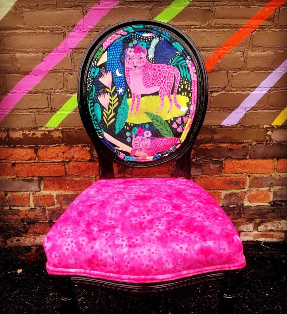 Funky Hot Pink Leopard Dining Chair | Etsy