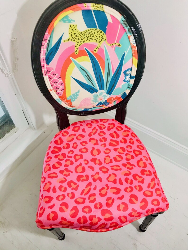 Rainbow Leopard Dining Chair | Etsy