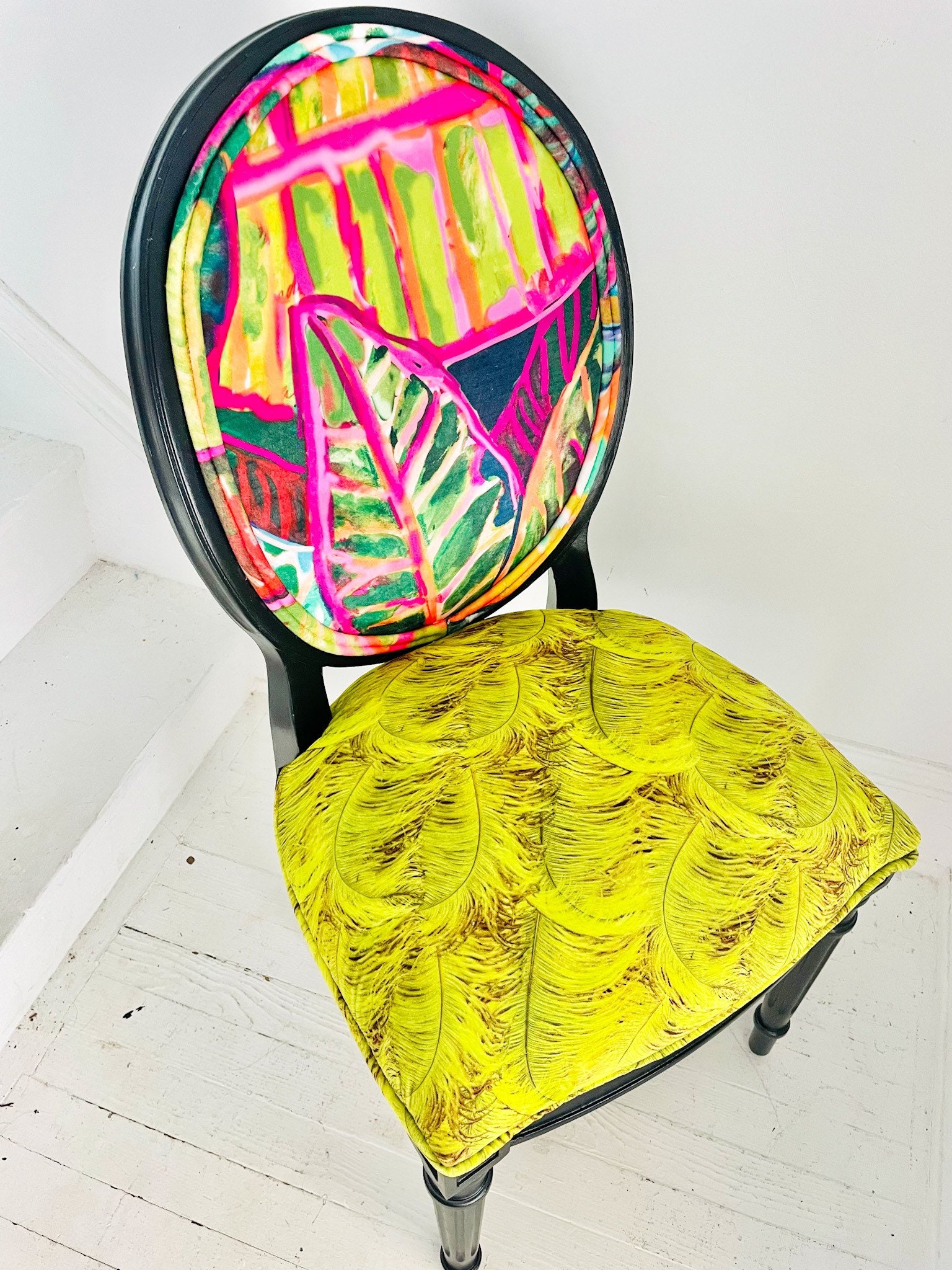 Chartreuse Jungle Flora Chair - Etsy