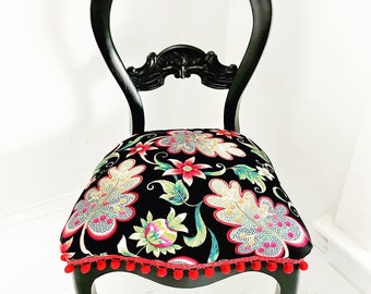 Upcycled, Upholstered Antique Victorian Chair, Bohemian Style, Purple ...