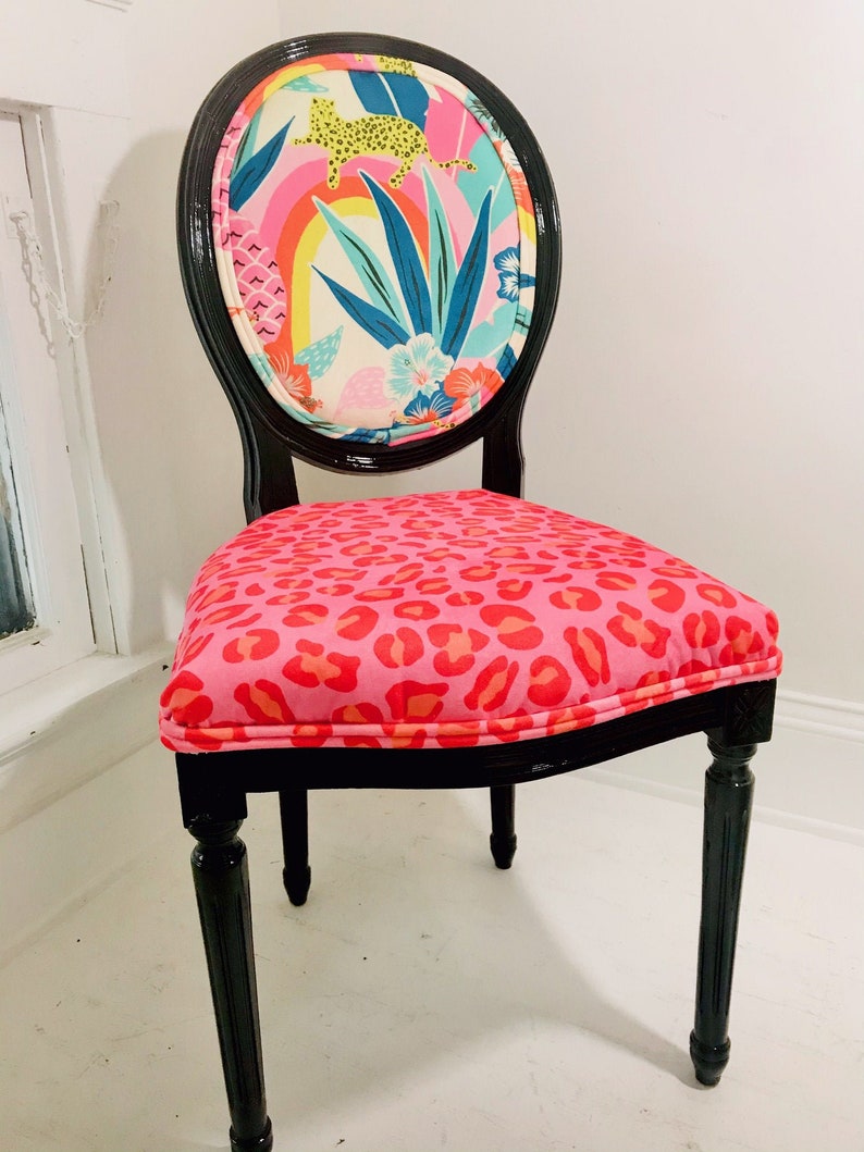 Rainbow Leopard Dining Chair | Etsy