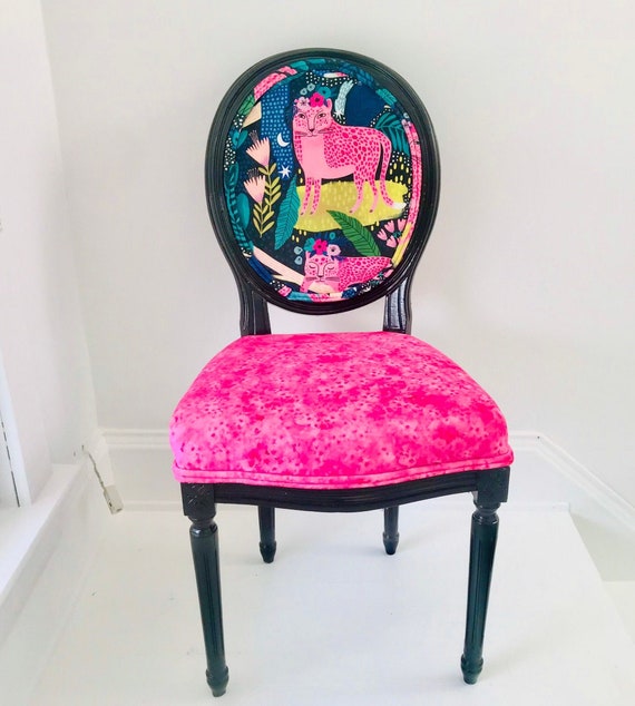 Funky Hot Pink Leopard Dining Chair | Etsy