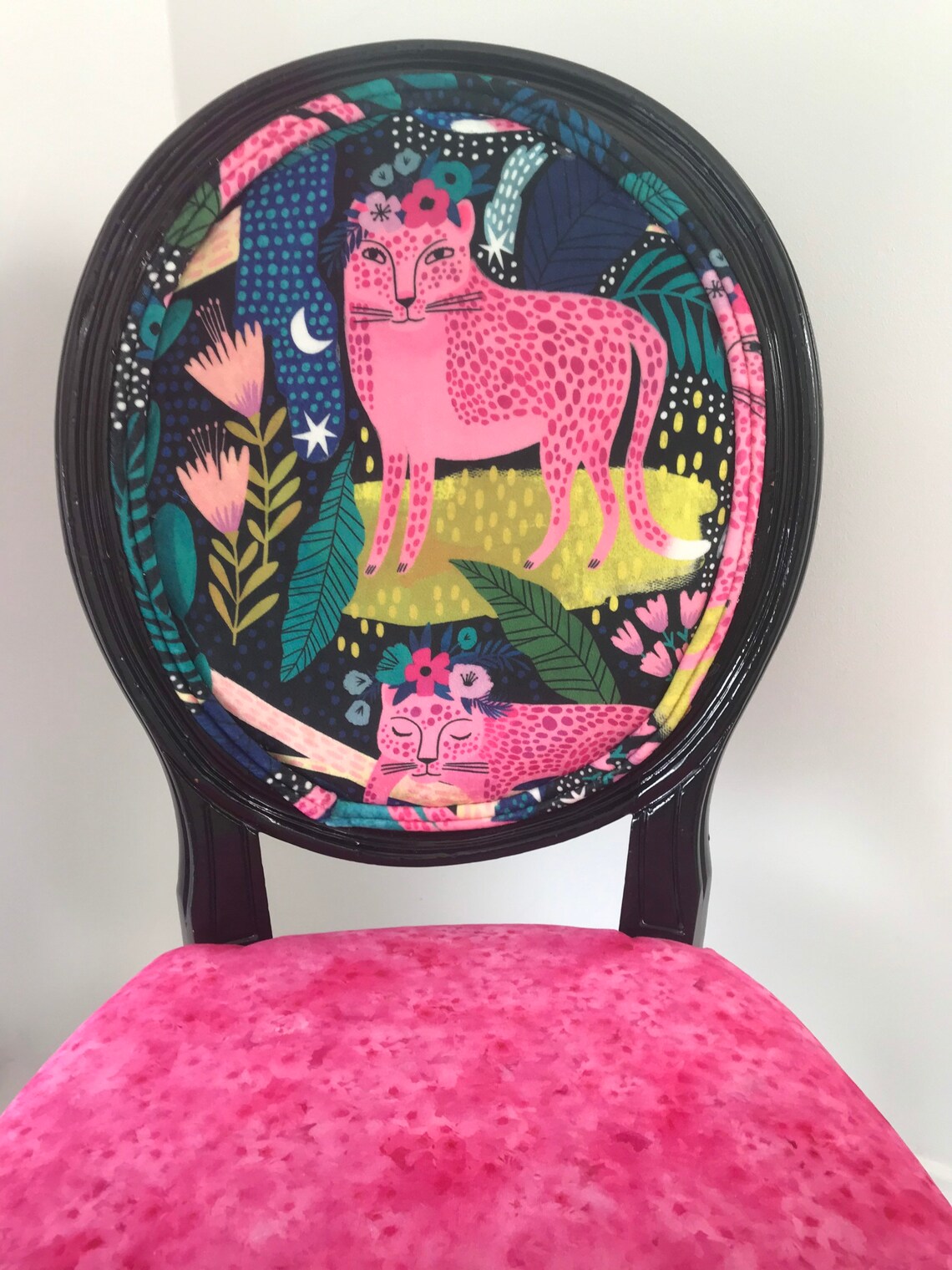 Funky Hot Pink Leopard Dining Chair - Etsy