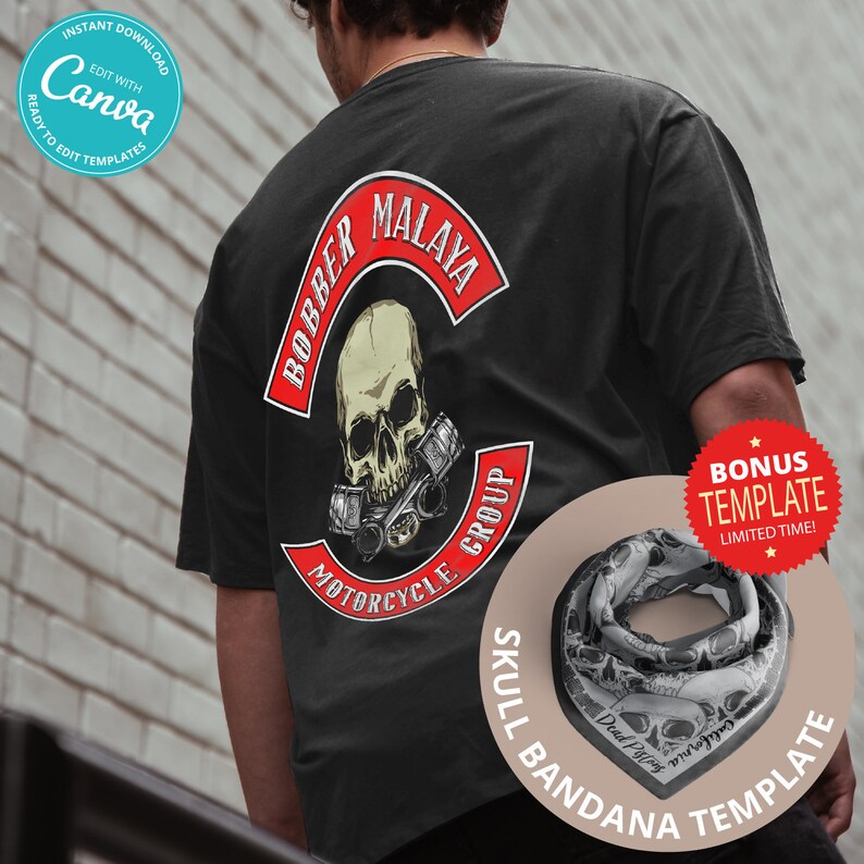 Motorcycle Club Patch Design Edit With Canva for DTF, DTG, Silkscreen ...