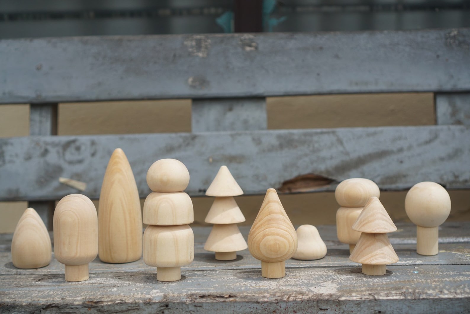 Wooden Forest Natural Set / Woodland Trees Set 10 Pieces of - Etsy