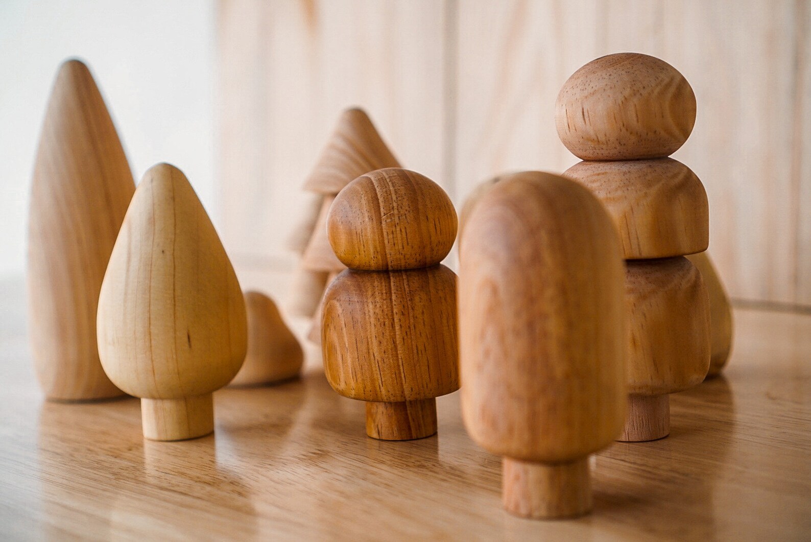 Wooden Forest Natural Set / Woodland Trees Set 10 Pieces of | Etsy