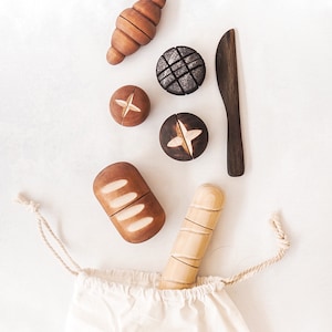 Wooden Bread Set of 7 Toy - Pastries Set Montessori / Waldorf Pretend ...