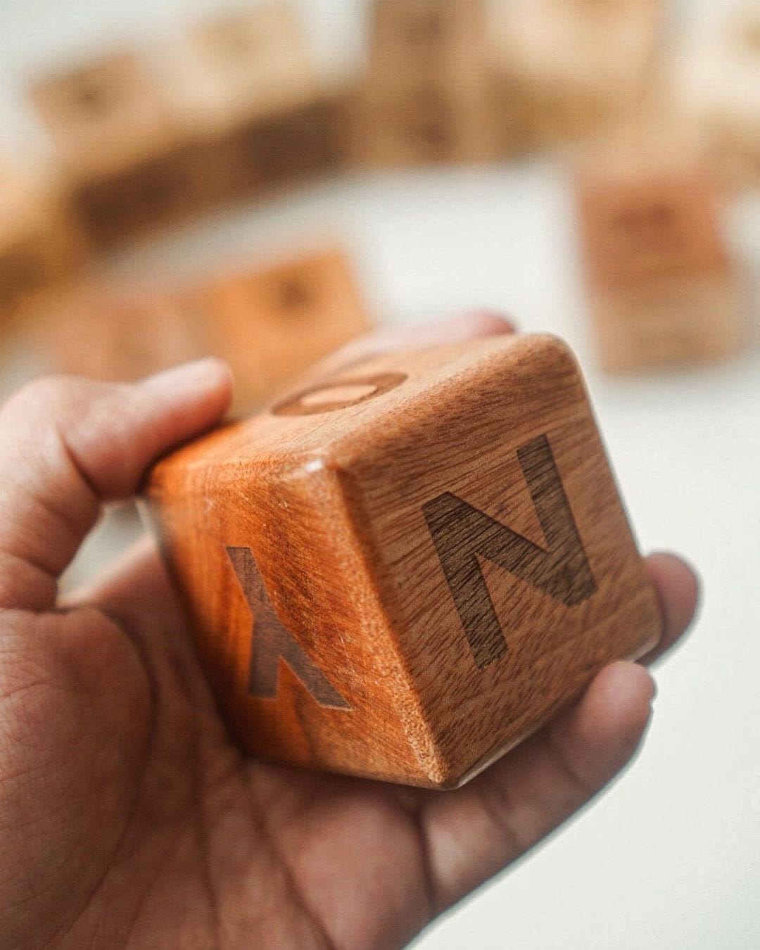 Set of 12 Wooden Alphabet Blocks - Laser Engraved, Large Size Wooden ...