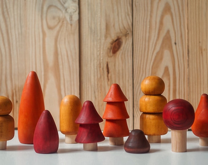 Wooden Forest Autumn Set / Woodland Trees Set 10 Pieces of - Etsy