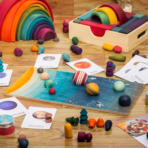 Solar System Model Toys Set Puzzle Wooden Planets and - Etsy